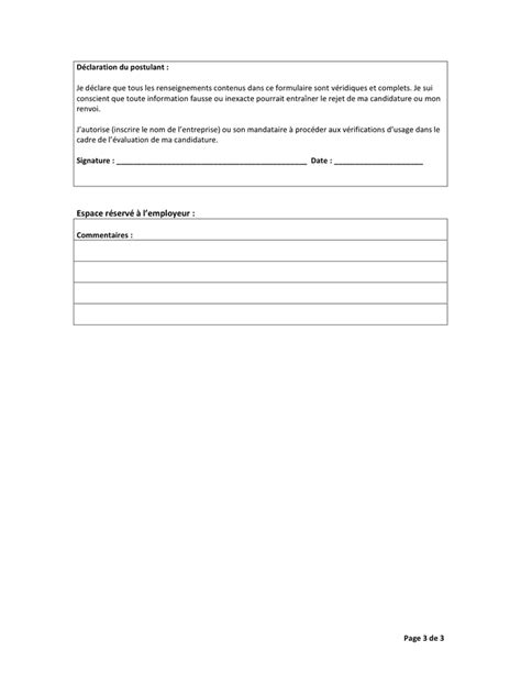 Formulaire De Demande Demploi Canada Doc Pdf Page Sur