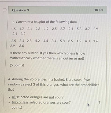 Solved 3 Construct A Boxplot Of The Following Data Is
