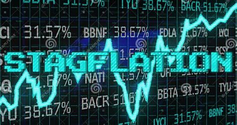 Image Of Stagflation Text In Blue Over Graph And Financial Data