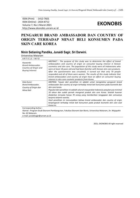PDF Pengaruh Brand Ambassador Dan Country Of Origin Terhadap Minat