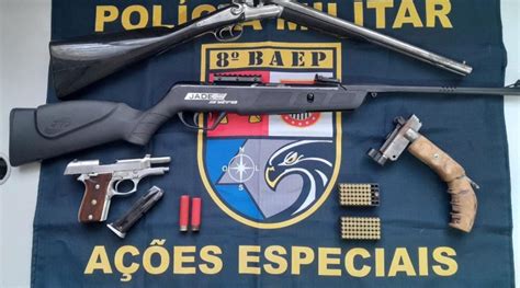 Policiais do 8º BAEP prendem homem por porte ilegal de arma de fogo em
