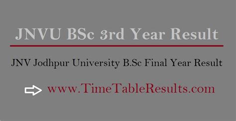 Jnvu Bsc Rd Year Result Jnv Result B Sc Part Iii Final Year