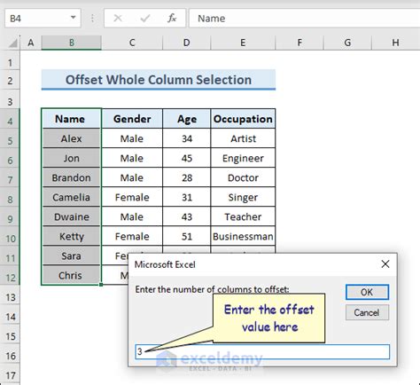 Excel Vba Offset Column 5 Suitable Cases Exceldemy