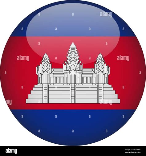 Cambodia 3D Rounded Flag Icon Button Vector Stock Vector Image Art