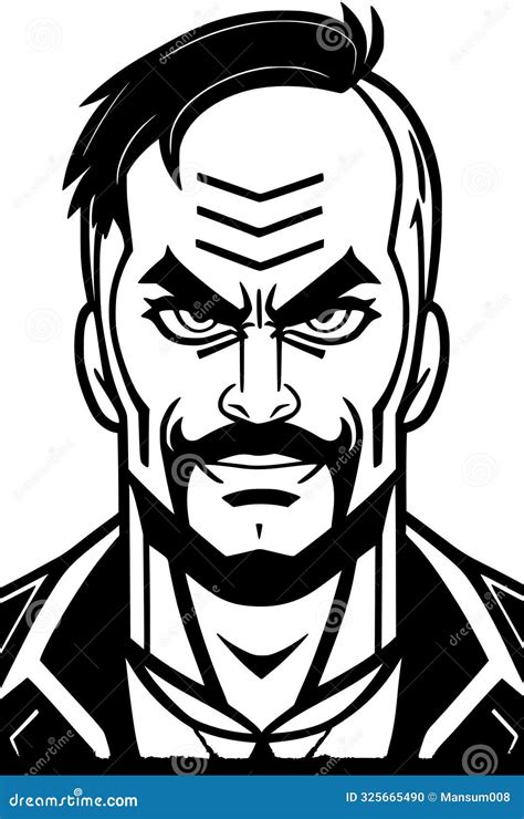Illustration Of A Cartoon Man With A Beard And Mustache Stock