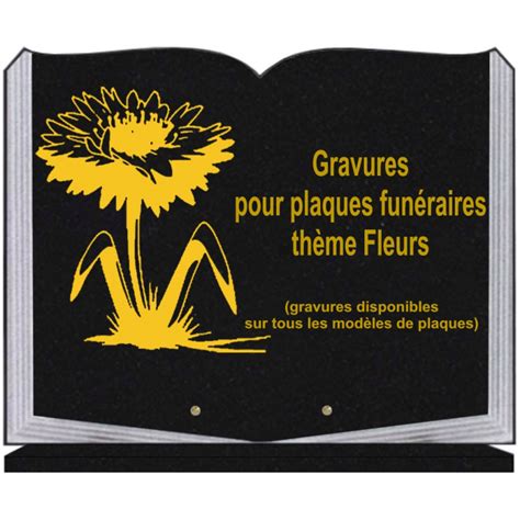 PLAQUE FUNÉRAIRE X LIVRE SUR SOCLE GRAVURE FLEURS