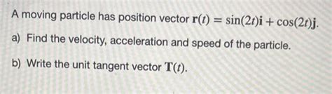 solved a moving particle has position vector