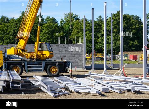 Construction Site Of A New Modern Industrial Building With Vertical