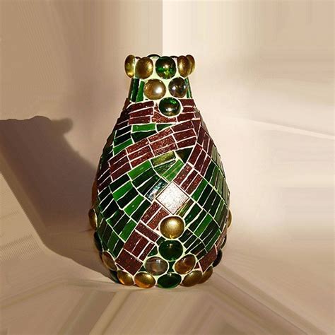 Mosaic Flower Vase Mosaic Glass Vase Table Decor Centerpiece Etsy