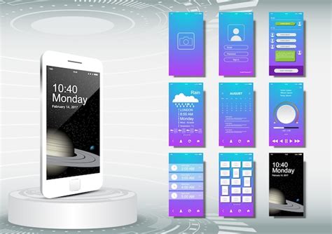 Premium Vector Ui Ux For Mobile Application Template Gradient Color
