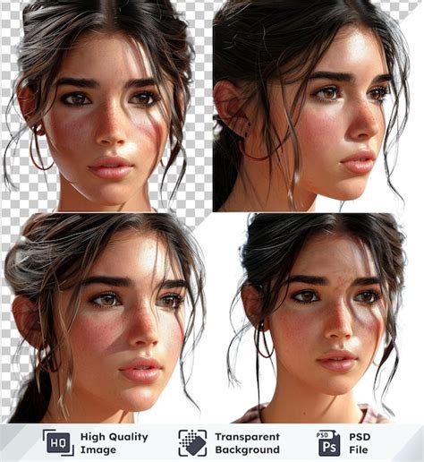 Objeto transparente retrato feminino em diferentes ângulos isolado em