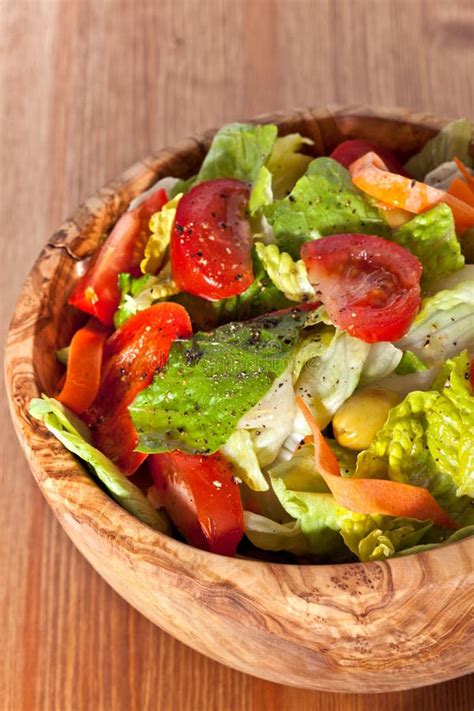 Wooden Bowl With Salad Stock Image Image Of Dish Dieting 31675149