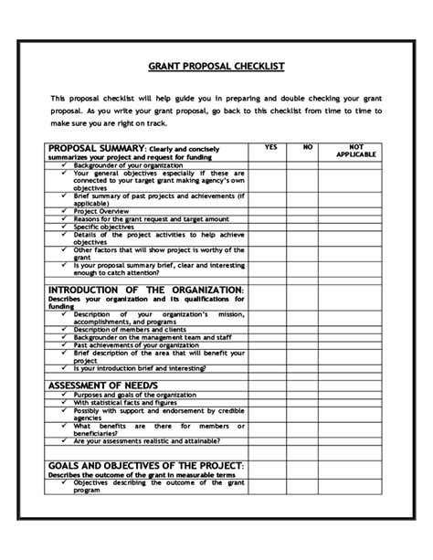 Grant Application Checklist Template
