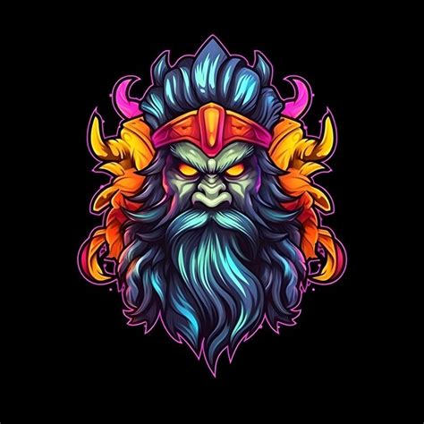 Premium Photo Colorful Troll Warrior Mascot Isolated On Black Background