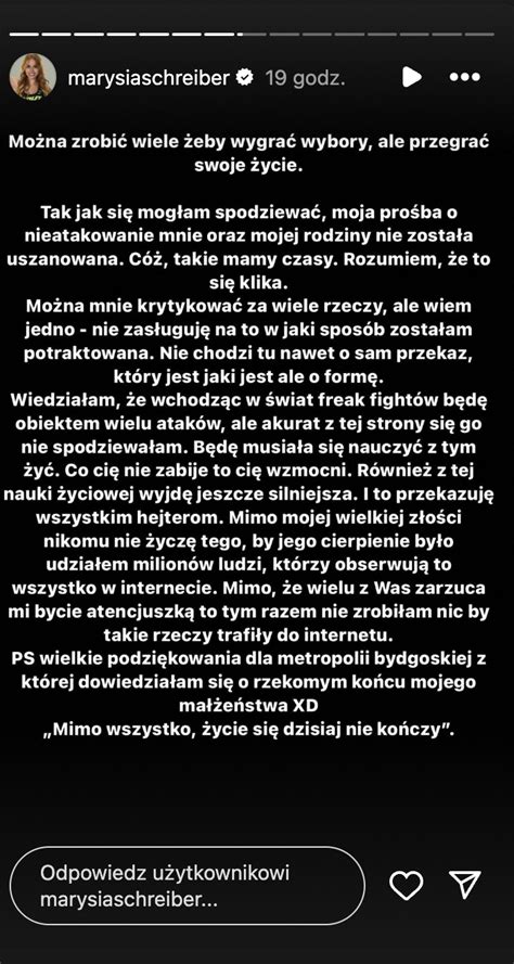 Marianna Schreiber nie milknie po rozstaniu z mężem Kozaczek