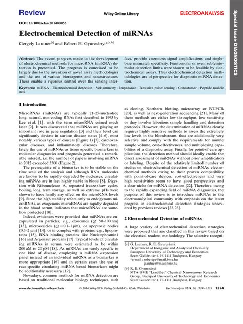 Electrochemical Detection Of Mirnas Download Free Pdf Micro Rna Oligonucleotide