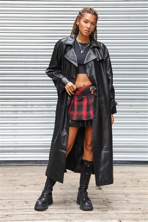 Uo Faux Leather Trench Coat Urban Outfitters