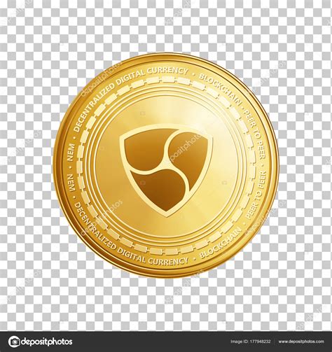 Golden Nem Blockchain Coin Symbol Stock Vector Image By