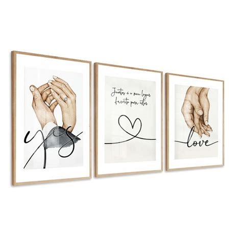 Quadro Decorativo Vidro Frases Love para Casal Mãos Dada