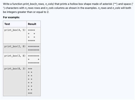 Solved Write A Function Print Box N Rows N Cols That Chegg Com