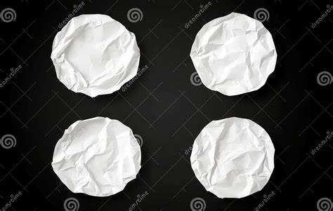 Set Of Round Stickers Mockup Realistic Wrinkled Surface Of Adhesive