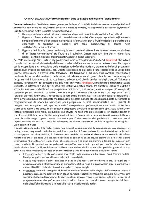 Riassunto Del Libro Chimica Della Radio Bonini Universita Iulm