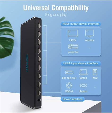 Vention 1 In 8 Out HDMI Splitter 30m Long Distance Transmission Full