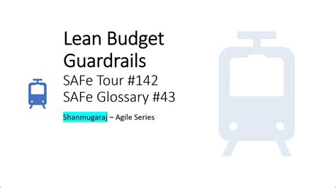 Lean Budget Guardrails Safe 6 0 Shanmugaraj Youtube