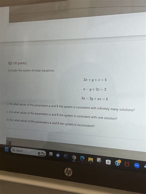 Solved Consider The System Of Linear Equations Chegg