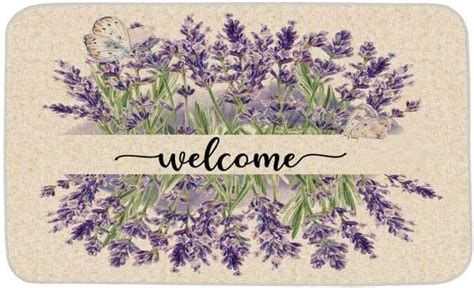 Spring Lavender Welcome Door Mat Floral Decorative Doormat