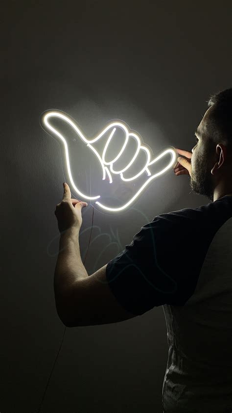 Shaka Hand Led Neon Wall Hawaii Neon Decor Custom Bedroom Etsy