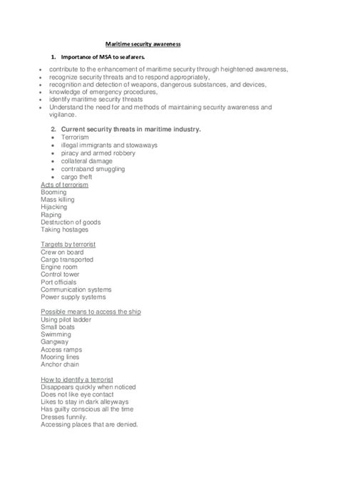 Pdf Maritime Security Awareness