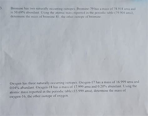 Calculating Atomic Mass When The Atomic Mass Of Each