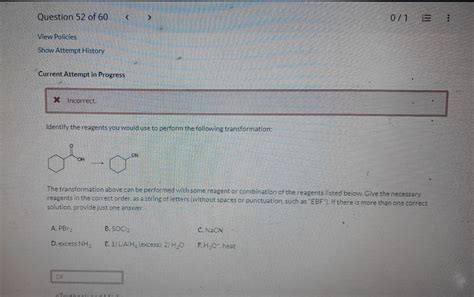 Solved Current Attempt In Progress Identify The Reagents You Chegg