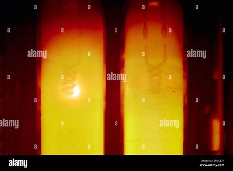 Closeup Of Cathodes In A Running Sox Lamp Low Pressure Sodium
