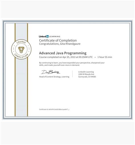 Gita Khandgaure On Linkedin Course Completion Certificate Advanced