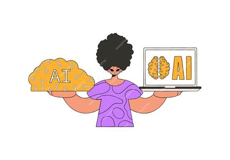 Premium Vector Man Grasping A Robotic Brain Vector Image
