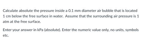 Solved Calculate Absolute The Pressure Inside A Mm Chegg