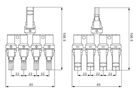 Mc4 Plug Socket Branch Connector 4 Into 1 Pair