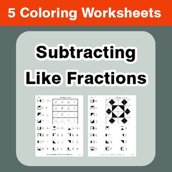 Subtracting Like Fractions Coloring Worksheets By WhooperSwan TpT