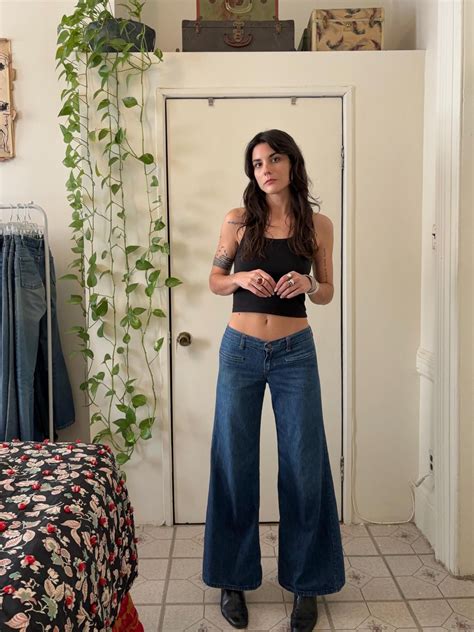 S Low Rise Wide Leg Hip Huggers Etsy