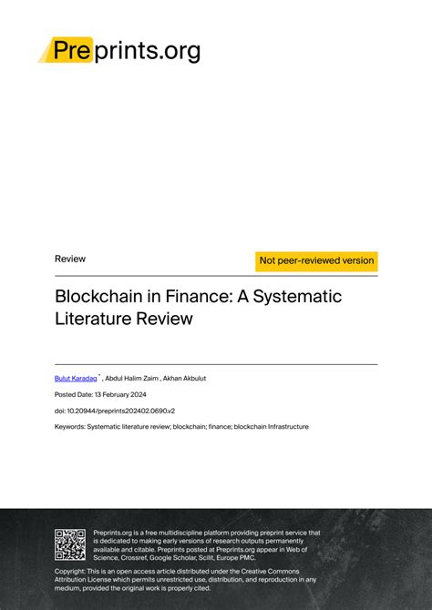 Pdf Blockchain In Finance A Systematic Literature Review