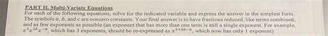 solved part ii multi variate eauations for each of the