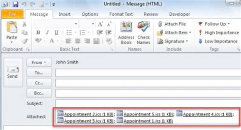 How To Batch Attach Multiple Appointments As Icalendar Ics Files To Your Outlook Email Data