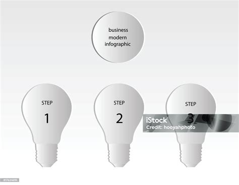 Bisnis Bola Lampu Infografis Modern Desain 3 Langkah Ilustrasi Stok
