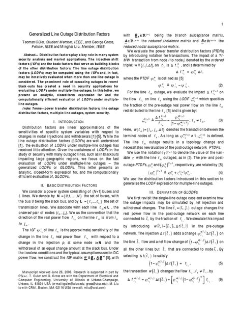 Generalized Line Outage Distribution Factors Pdf