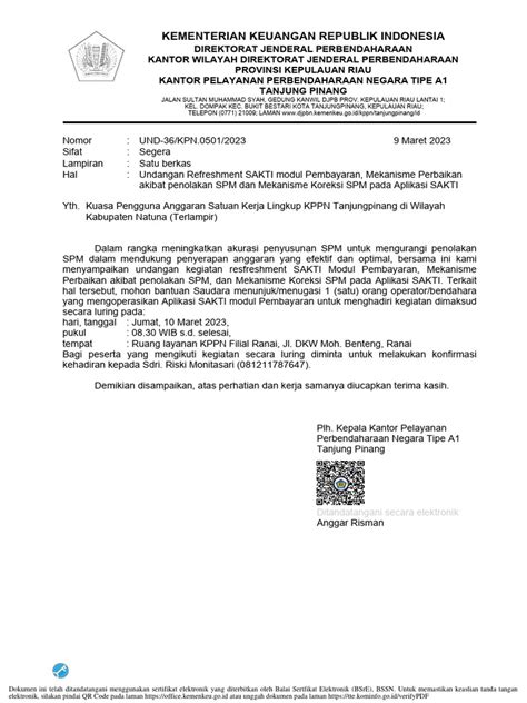 Undangan Refreshment Sakti Modul Pembayaran Mekanisme Perbaikan Akibat