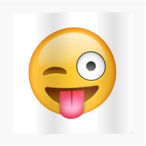Smiley Face Tongue Out Emoji Poster By Misdememeor Redbubble