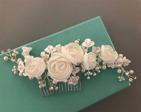 Pearl And Crystal Floral Bridal Hair Comb Flower Wedding Etsy