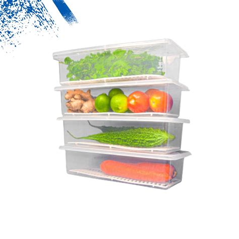 AZURE Fridge Storage Box Pack Of Kitchen Food Storage Container Organizer With Removable